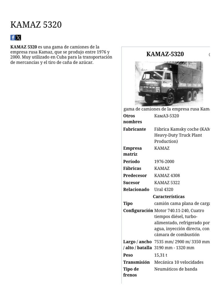KAMAZ 5320 - EcuRed | PDF