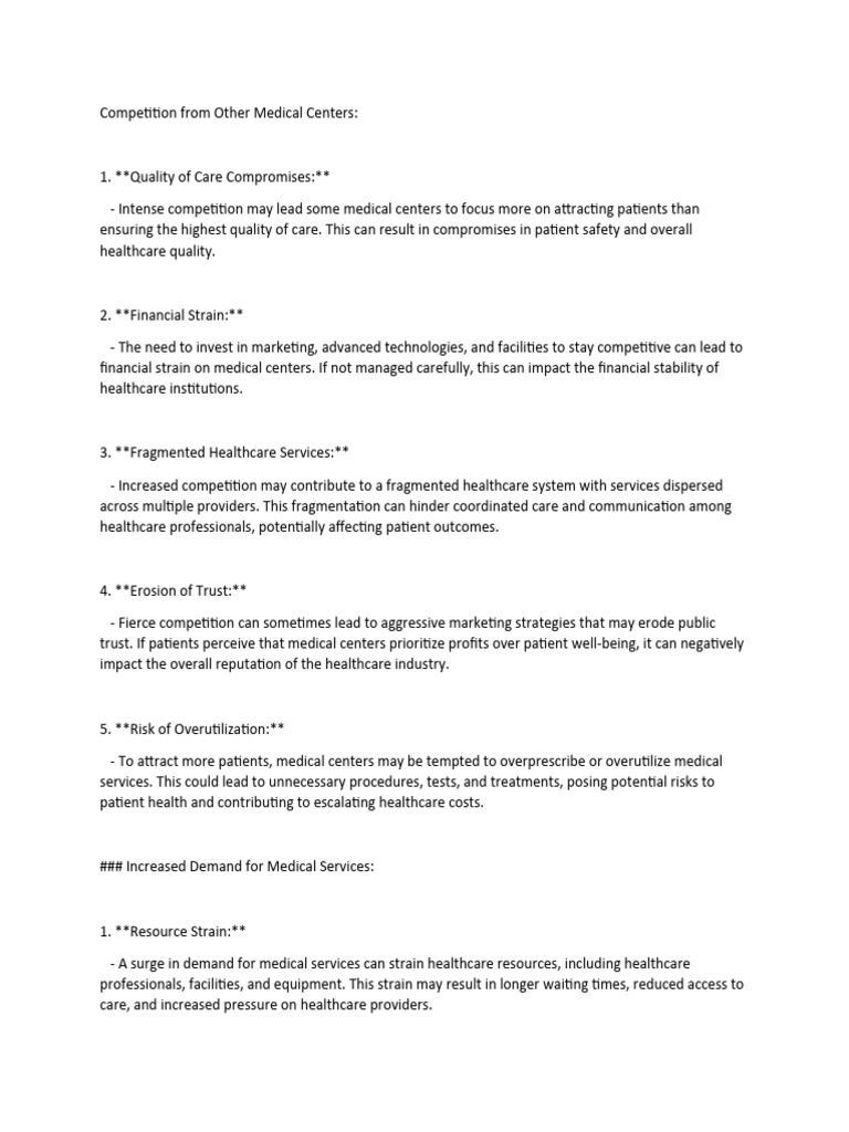 Competition From Other Medical Centers | PDF