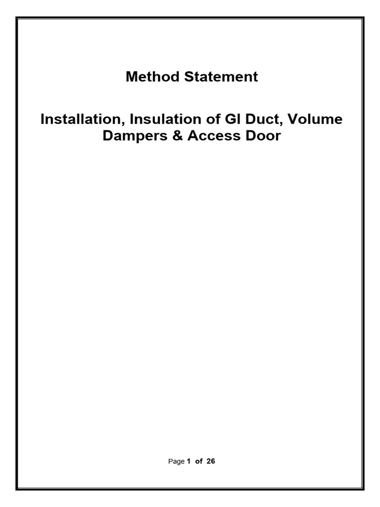 Installation of GI Duct, Volume Dampers and Access Door | PDF