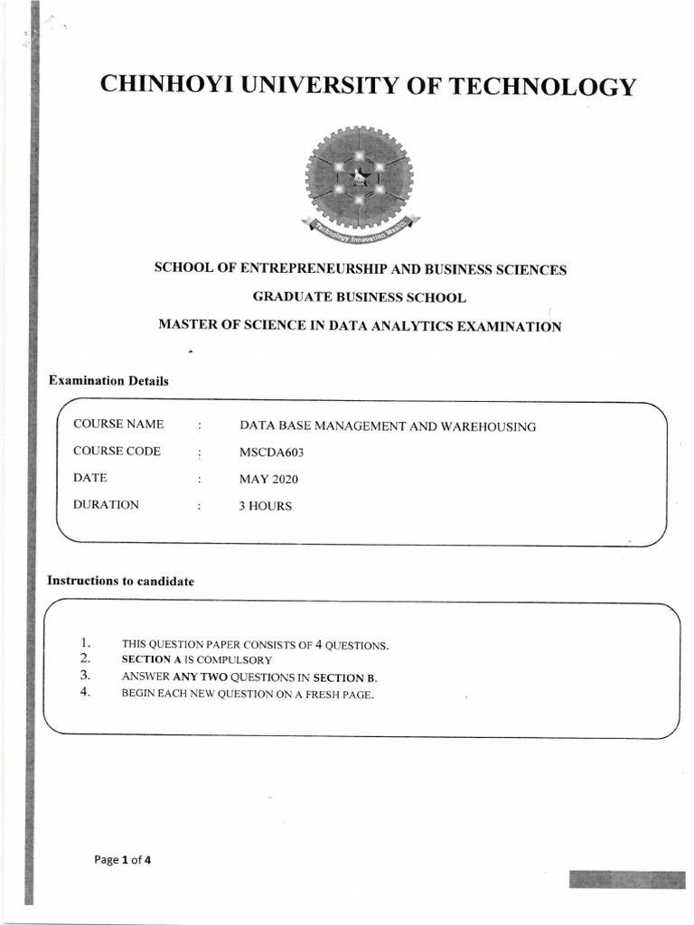 MSCDA603 - January 2020 - May 2020 NORMAL | PDF | Information Science ...