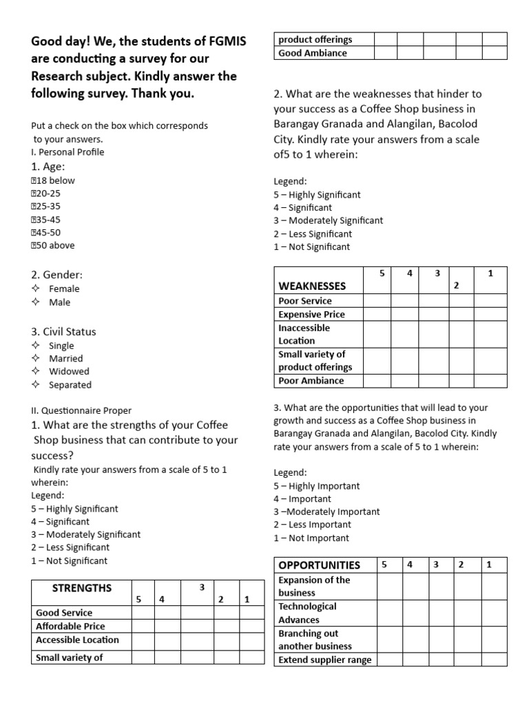 Survey | PDF | Coffee | Marketing