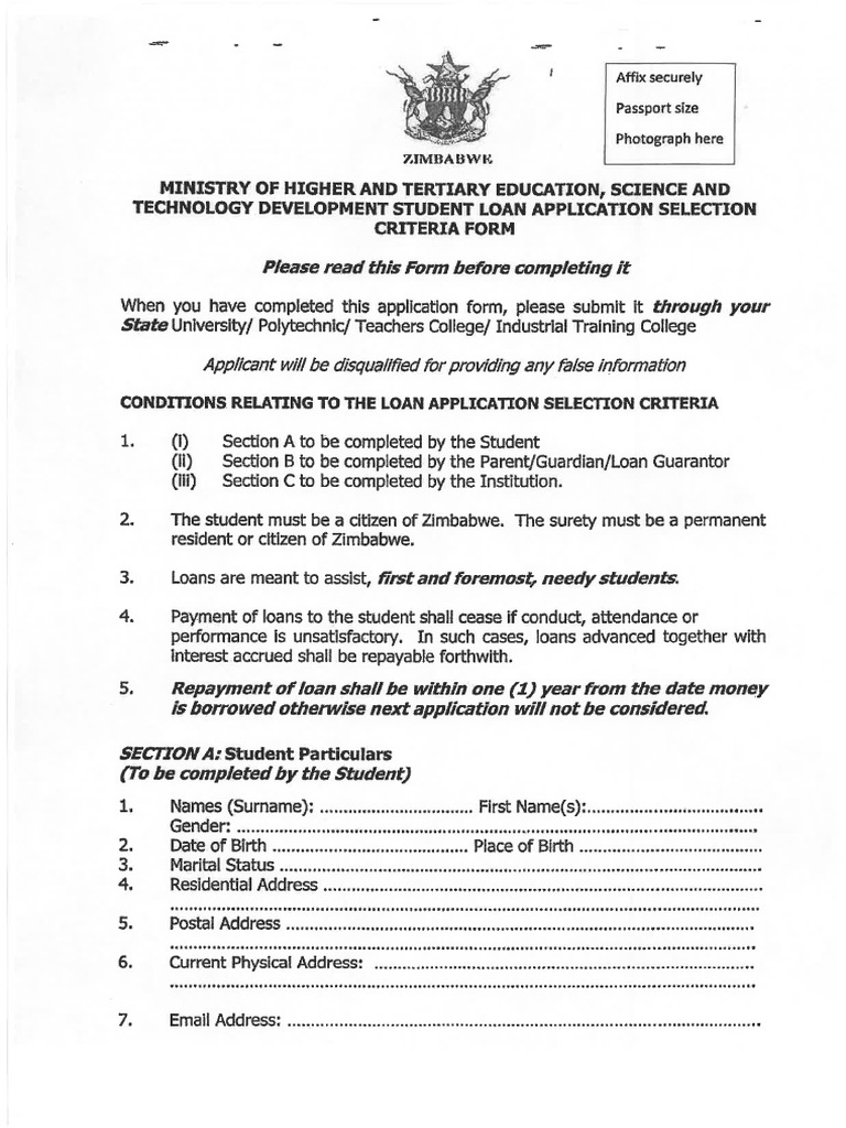Government Loan Application Form | PDF