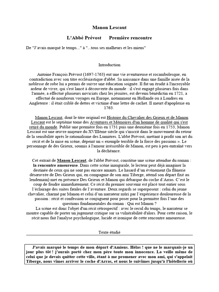 Manon Lescaut La Rencontre | PDF