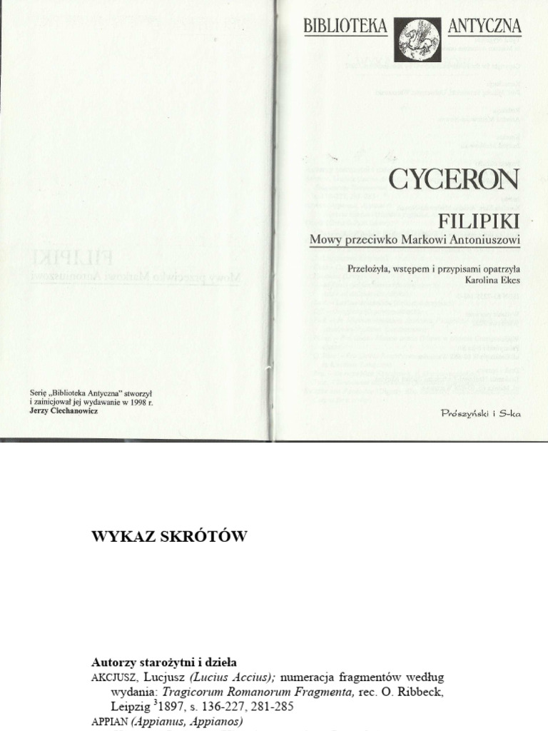 Cyceron Filipiki Poprawiony PDF | PDF