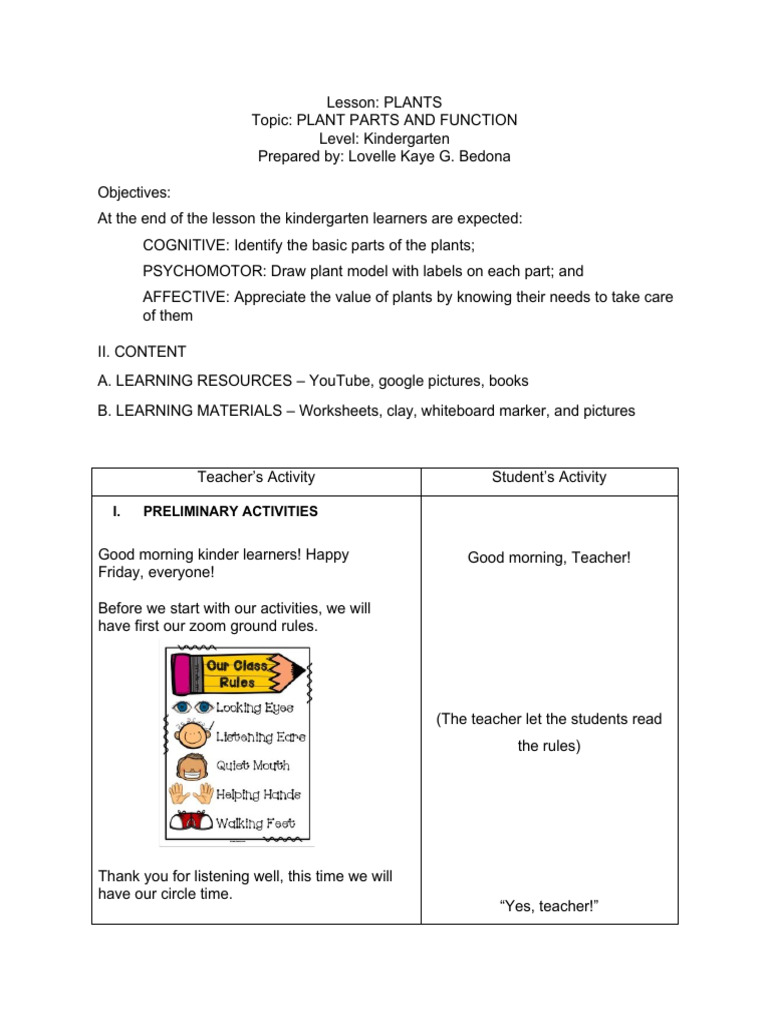 Lesson Plan 1 - Bedona | PDF | Language Arts & Discipline