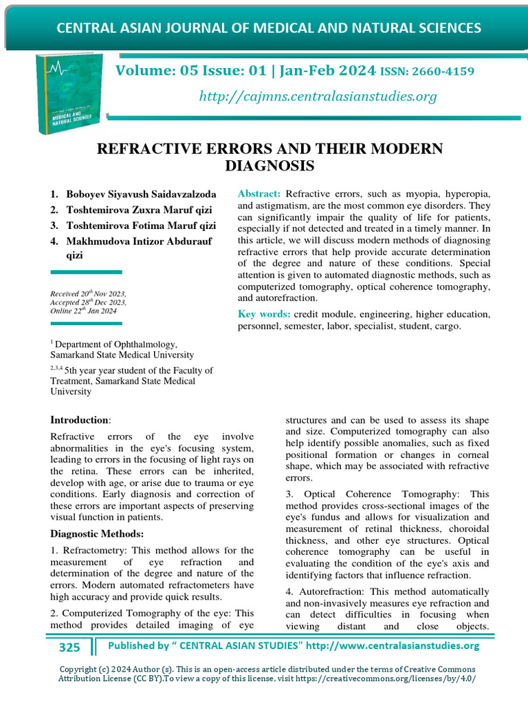 Refractive Errors and Their Modern Diagnosis | PDF | Self-Improvement ...