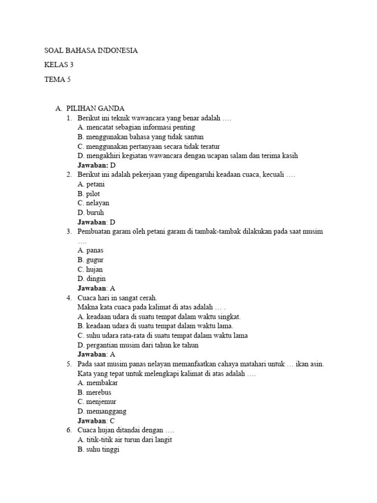KUMPULAN SOAL KELAS 3 | PDF