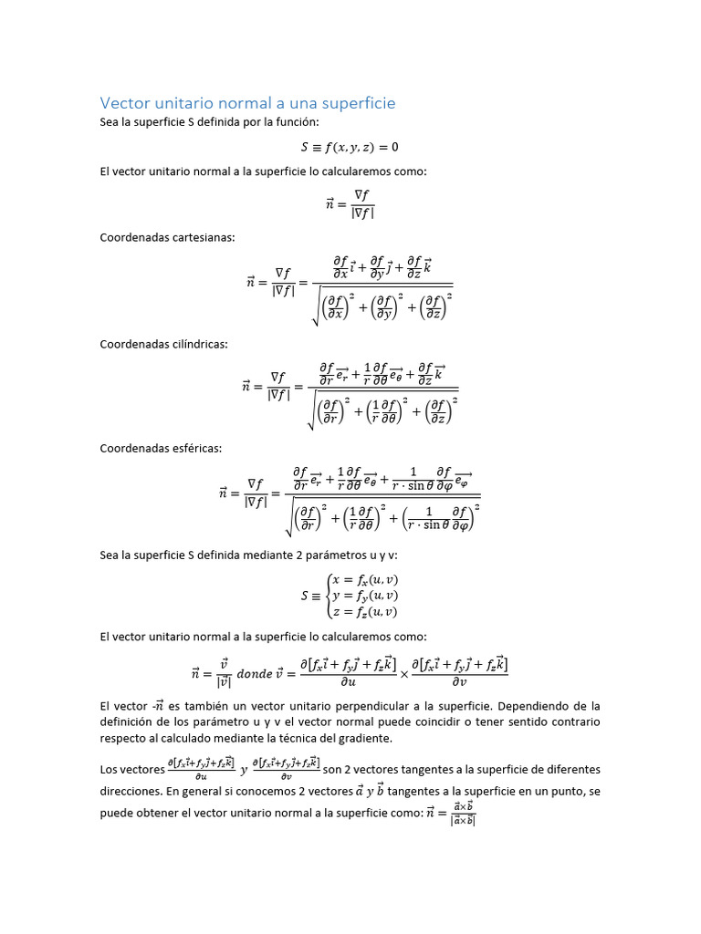 04 - Vector Normal A Una Superficie | PDF | Vector Euclidiano | Esfera