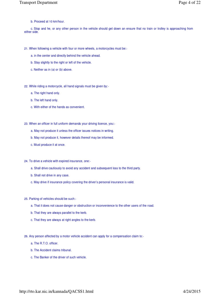 Pages From Rto - Kar.nic - in - Kannada - QACSS1.html-4 | PDF ...