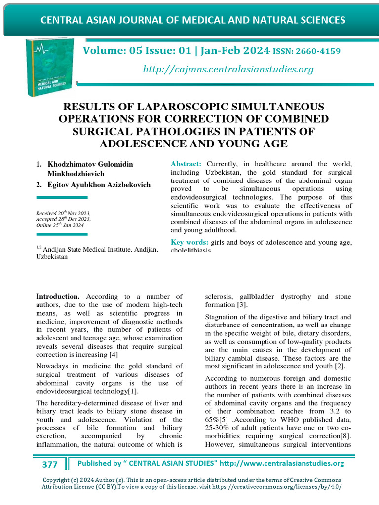 Results Of Laparoscopic Simultaneous Operations For Correction Of