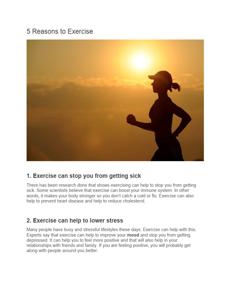 5 Reasons To Exercise - B | PDF