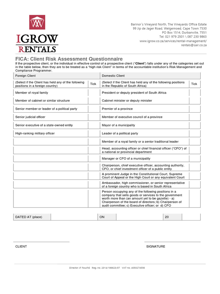 Client Risk Assessment | PDF | Government | Leadership