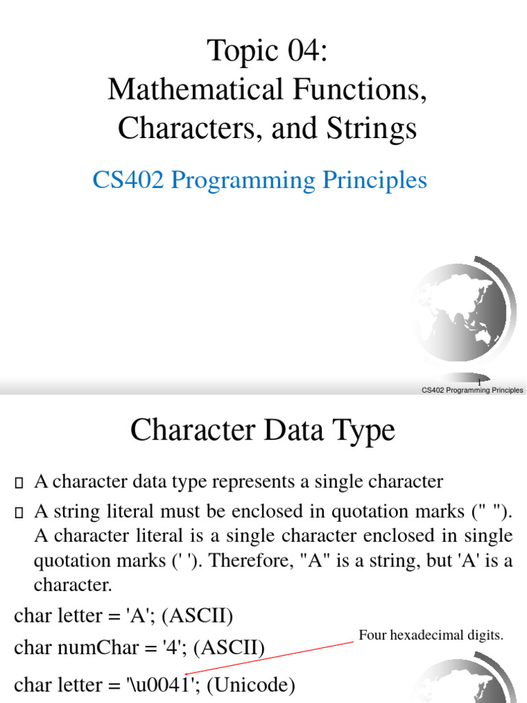t04 Programming Principle | PDF | Character Encoding | String (Computer ...