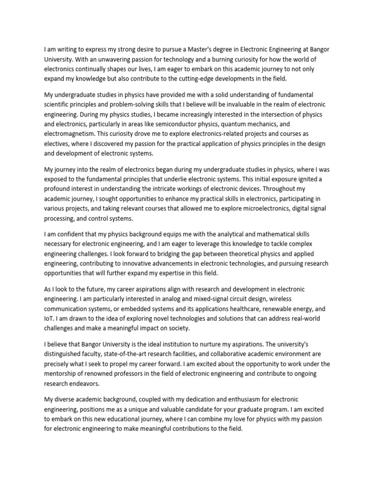 Statement of Purpose | PDF | Physics | Engineering