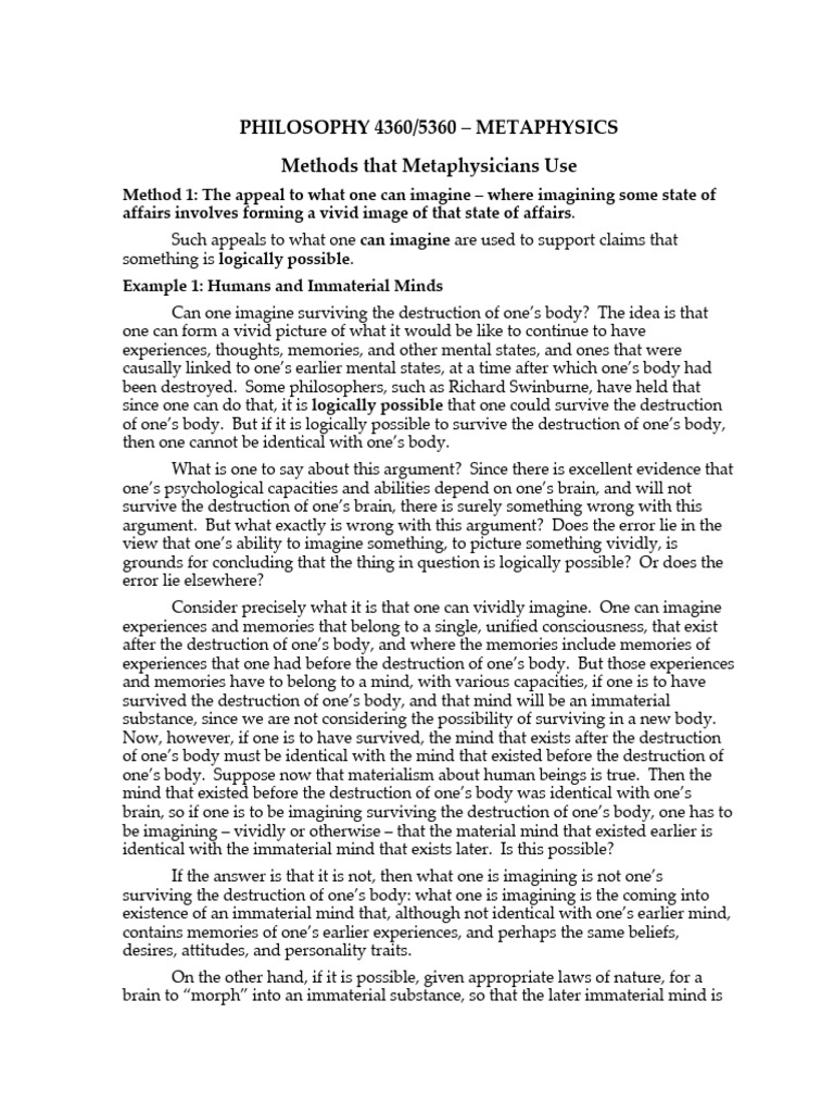 Metaphysics Methods in Philosophy | PDF | Logical Truth | Logic