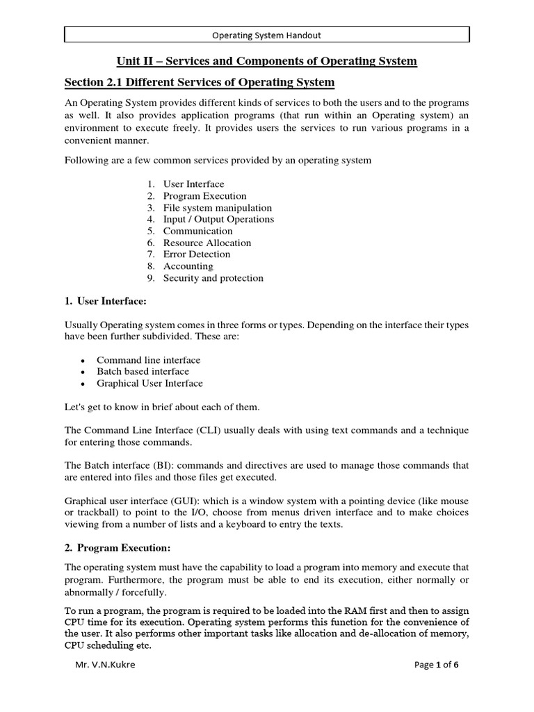 Services and Components of Operating System | PDF | Operating System ... Services and Components of Operating System | PDF | Operating System ...