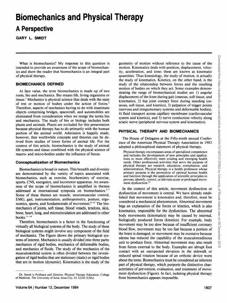 Biomechanics and Physical Therapy | PDF | Self-Improvement | Science ...