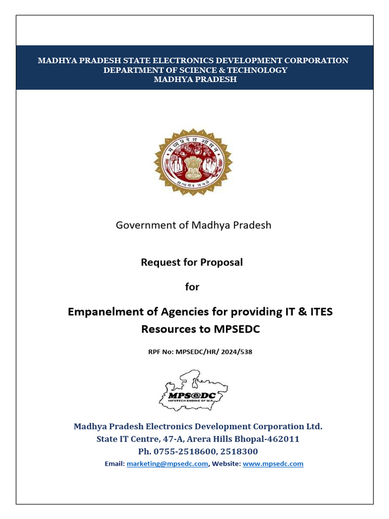 Empanelment Mpsedc | Download Free PDF | Request For Proposal | Procurement