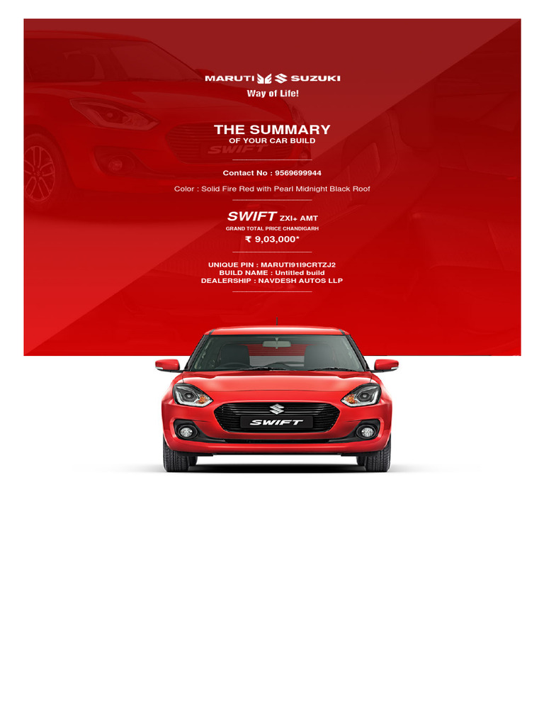 Maruti Suzuki Swift ZXI+ AMT Quotation | PDF | Arbitration | Business Law