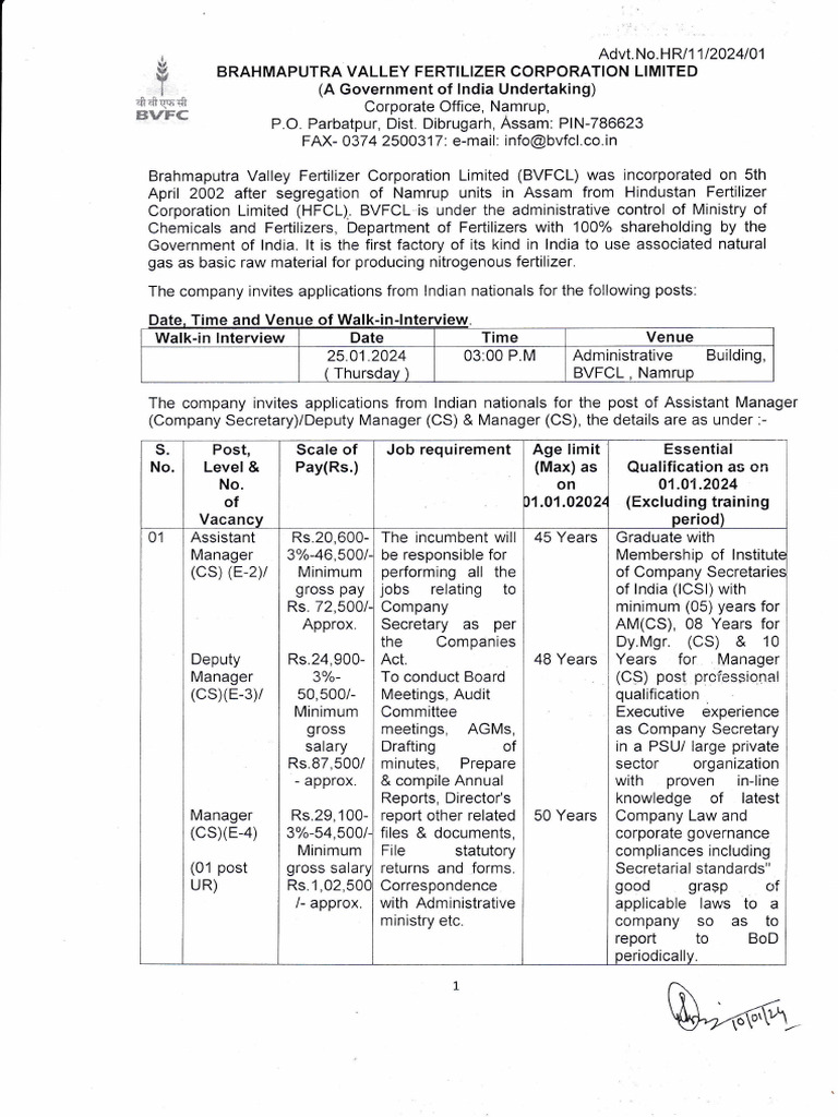 Brahmaputra Valley Fertilizer Corporation Limited (BVFCL) | PDF | Finance & Money Management