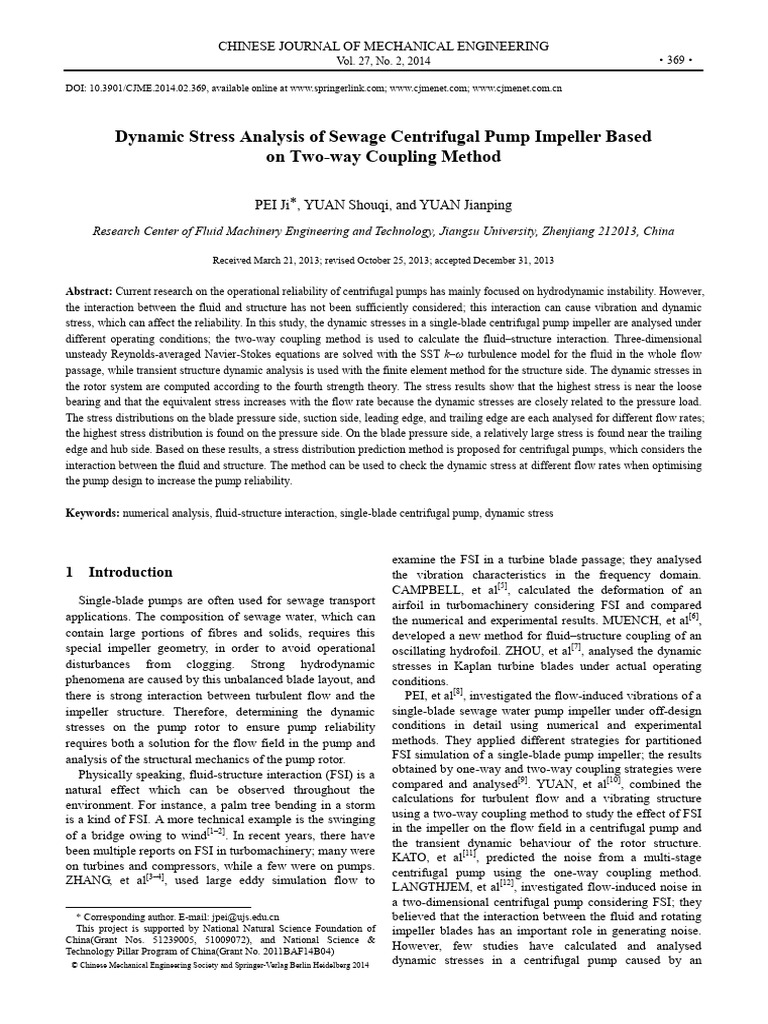 Dynamic Stress Analysis of Sewage Centrifugal Pump Impeller Based On ...