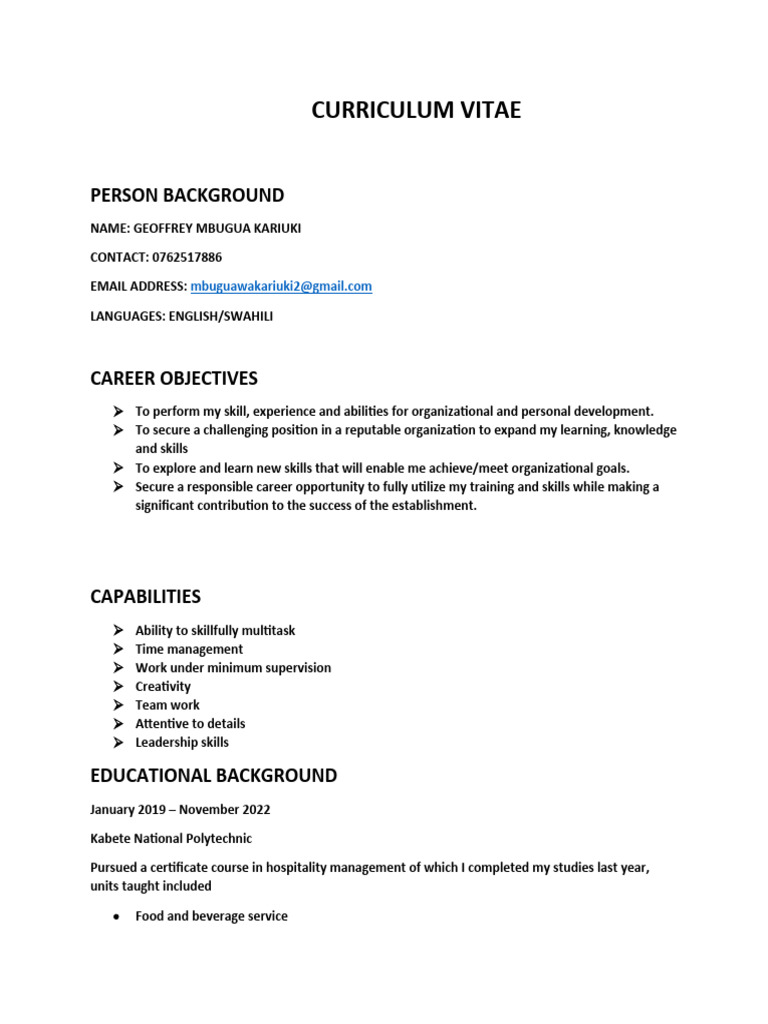 1689328063985_CURRICULUMVITAE2.0 | PDF | Kenya
