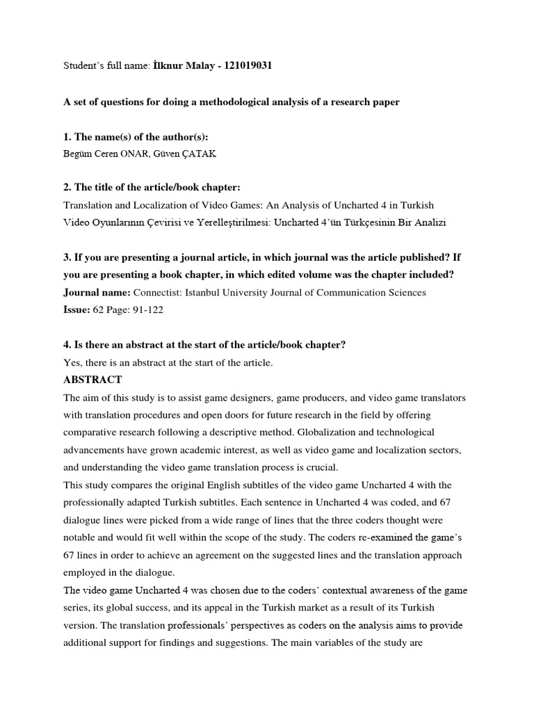 İlknurmalay - Researchmethods - Methodologicalanalysis1 | PDF