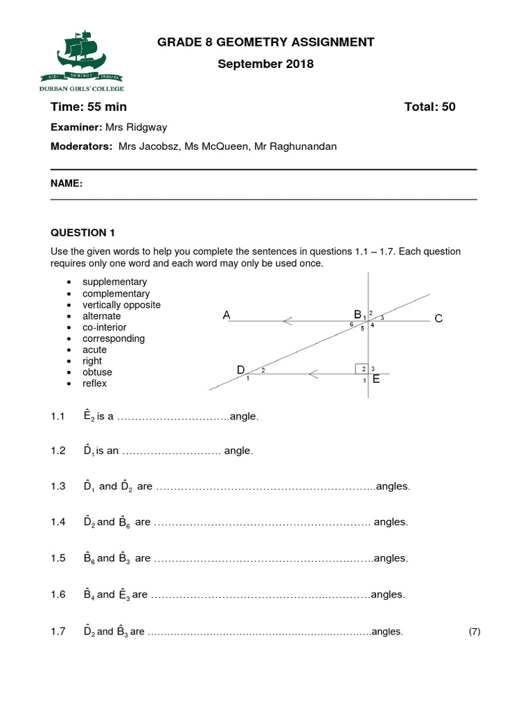 8 Geometry Assignment - 2018 | PDF | Geometry | Euclidean Geometry