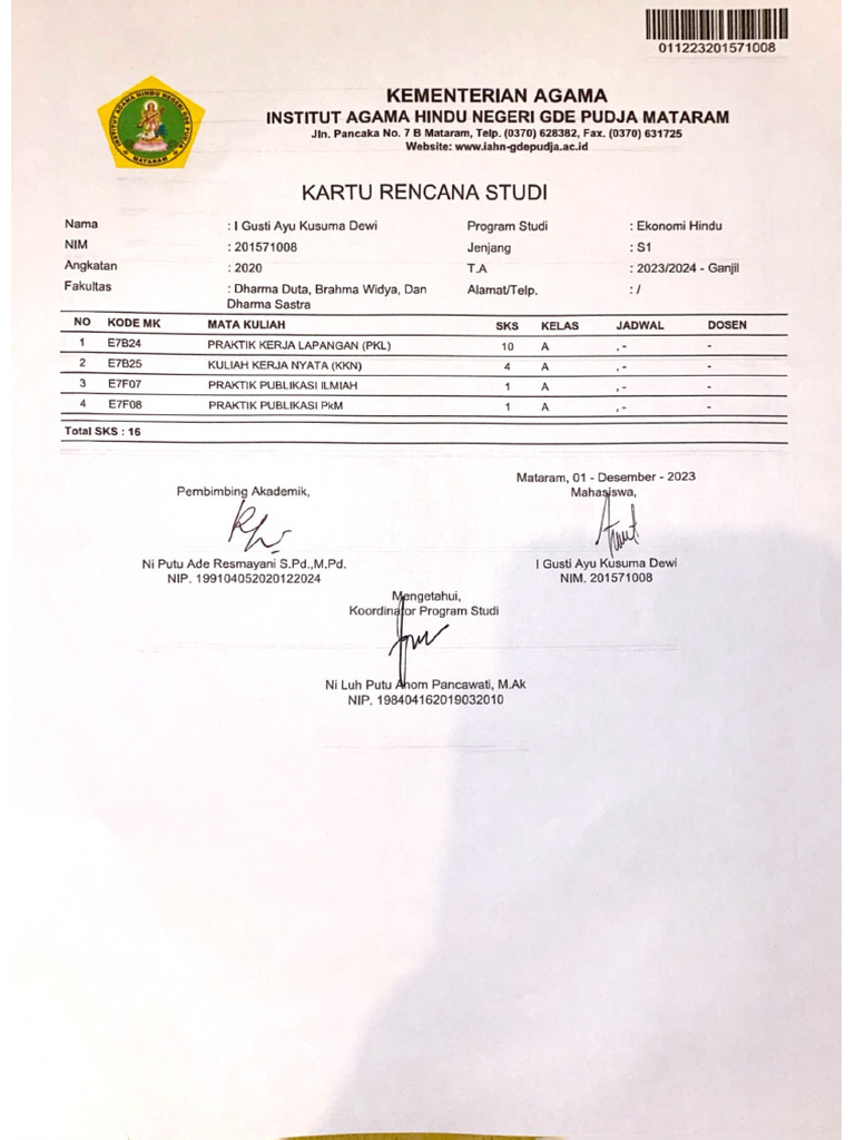 Krs Semester 7 | PDF