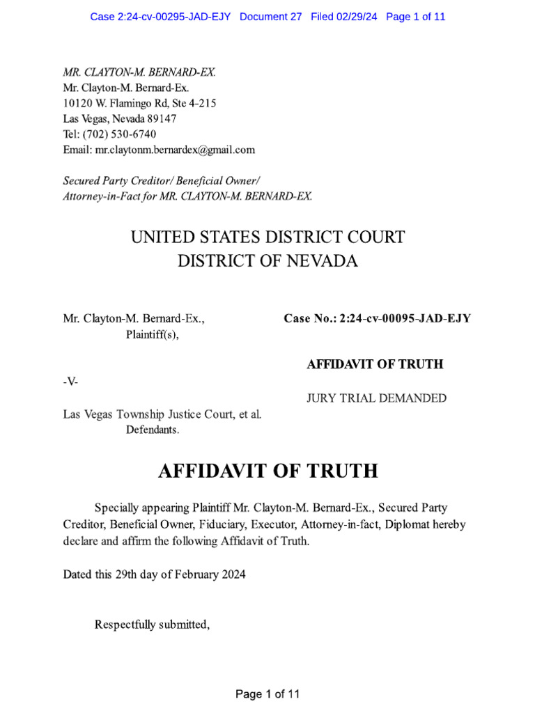 Affidavit of Truth | PDF