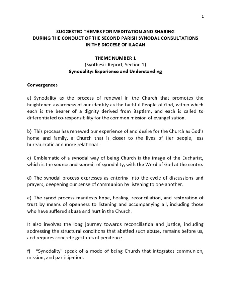 Church Themes for 2024: Synodality Focus | PDF | Catholic Church | Laity