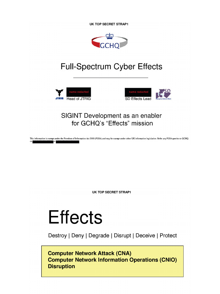 Full-Spectrum Cyber Effects: SIGINT Development As An Enabler For GCHQ's "Effects" Mission | PDF