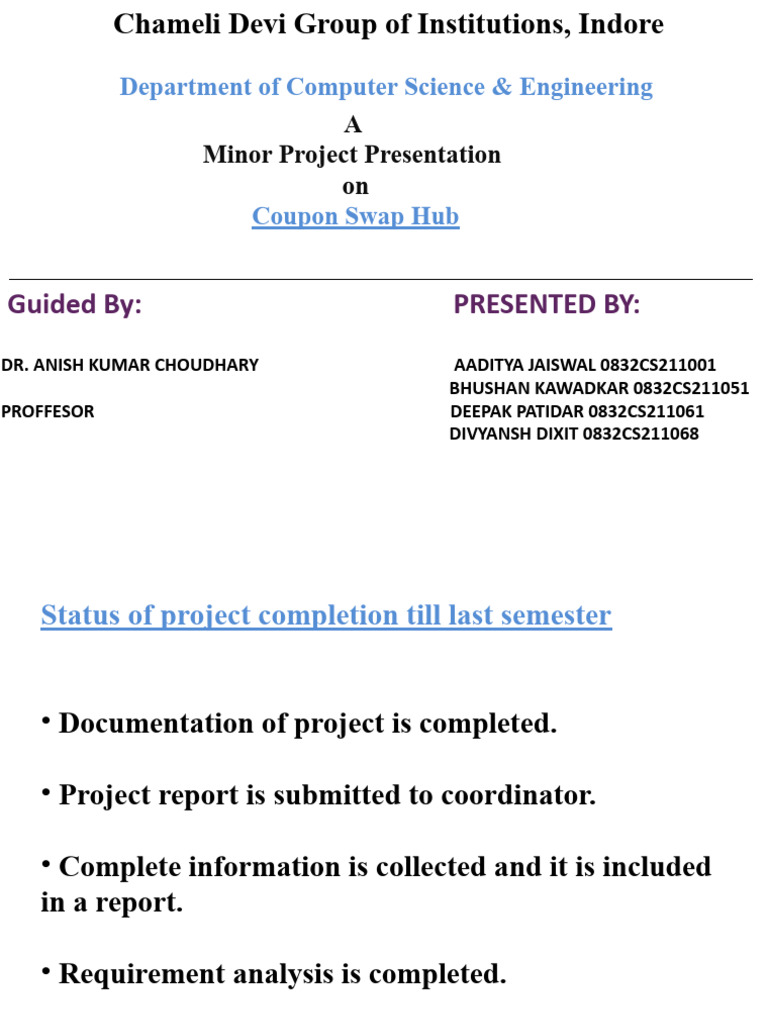 Minor Presentation Vi Sem | PDF