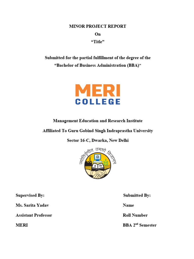 BBA Minor Project Report Guidelines | PDF