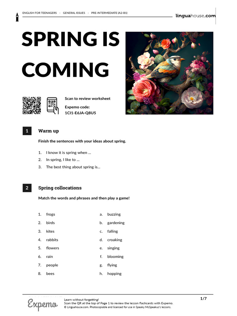 Spring-Themed English Activities for Teens | PDF