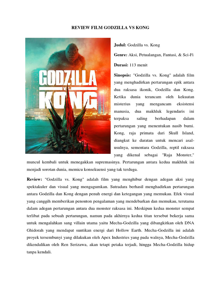 Review Godzilla vs. Kong: Pertarungan Epik | PDF