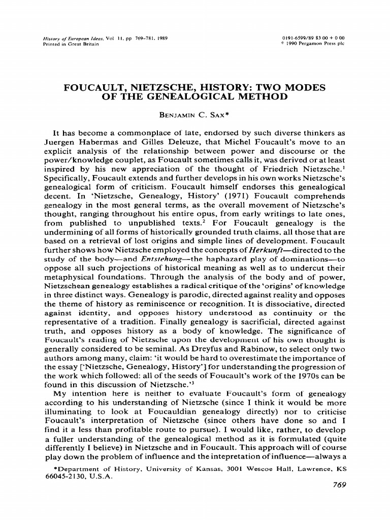 Foucault, Nietzsche, History | PDF