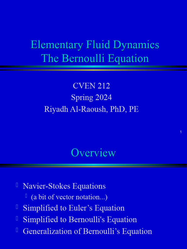 4 Fluid Dynamics Bernoulli | PDF 4 Fluid Dynamics Bernoulli | PDF