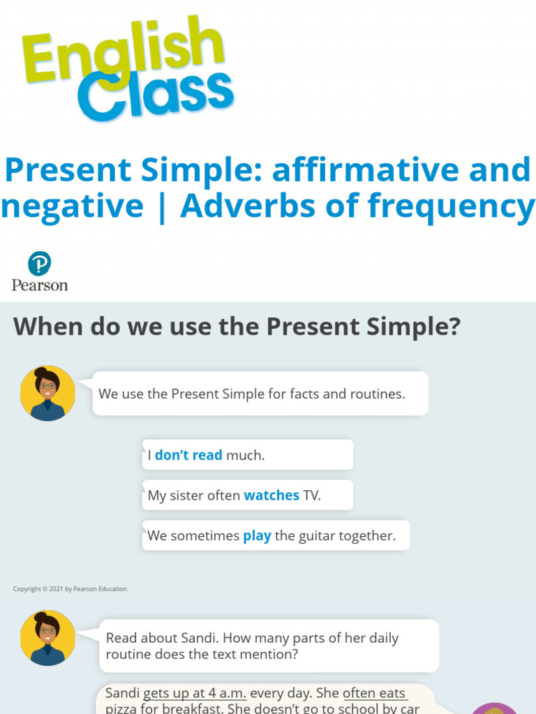 ENGLISH CLASS Present Simple affirmative and negative_adverbs of frequency | PDF | Adverb | Syntax