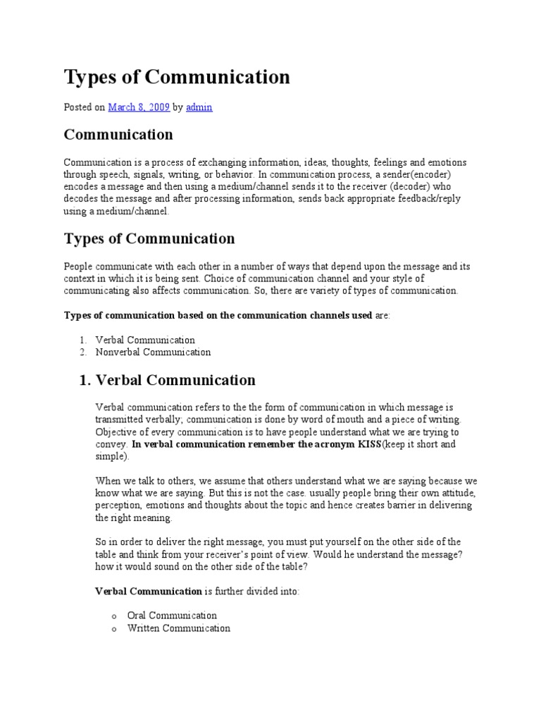 Types of Communication | PDF | Nonverbal Communication | Gesture