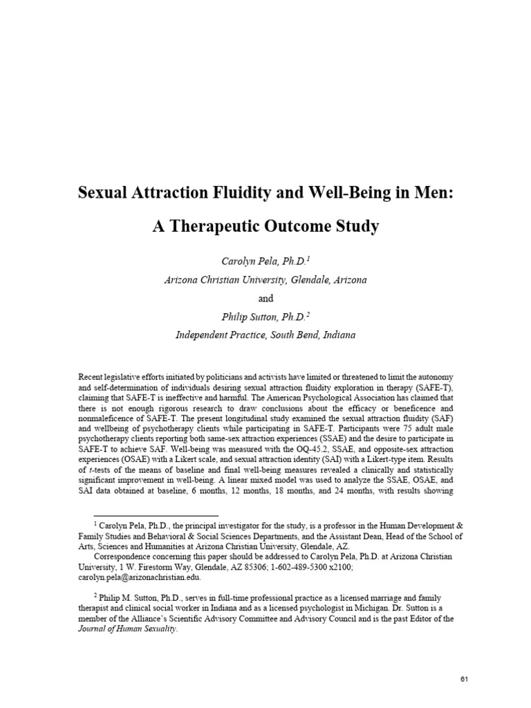 Sexual Attraction Fluidity and Well-Being in Men: A Therapeutic Outcome Study | PDF