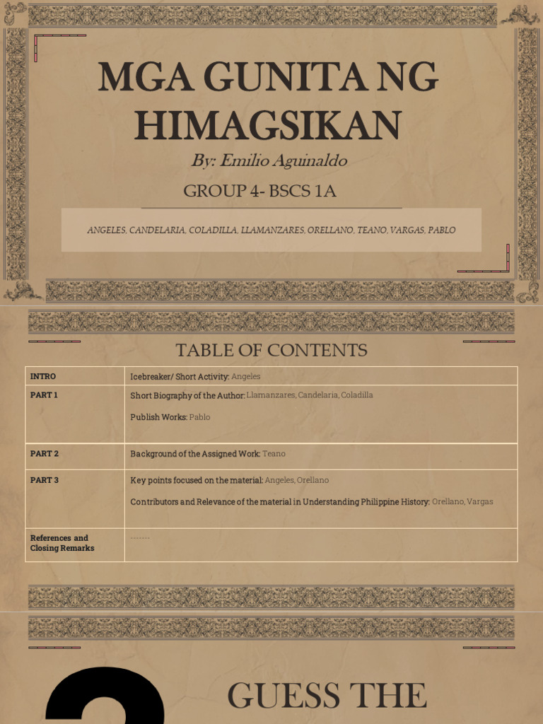 Group4 - Emilio Aguinaldos Mga Gunita NG Himagsikan | PDF