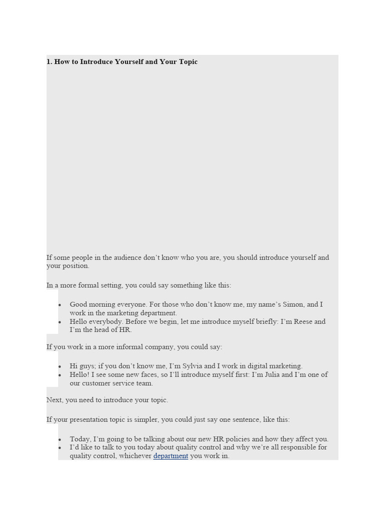 how to do presentation in english | PDF