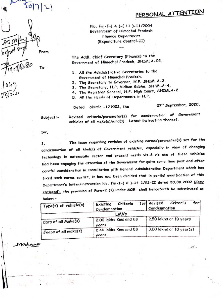 Life of Vehicles in Govt | PDF