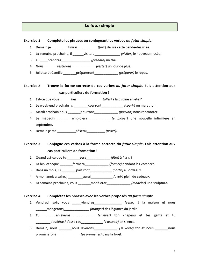 Le Futur Simple Correction | PDF | Arts du langage et discipline