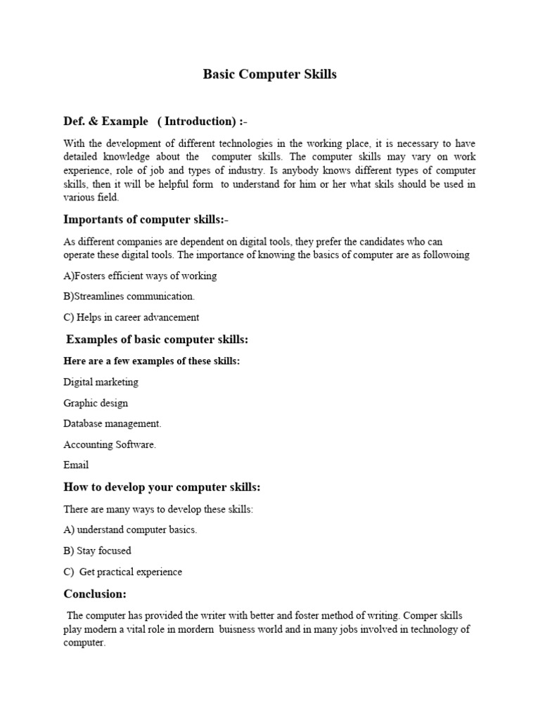 Basic Computer Skills | PDF Basic Computer Skills | PDF