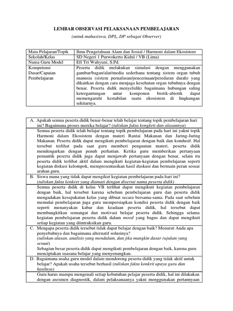 Topik 3 LK 4 Lembar Observasi Pelaksanaan Pembelajaran 2 - Iman Hafid Al Gibran - 2301680332 ...
