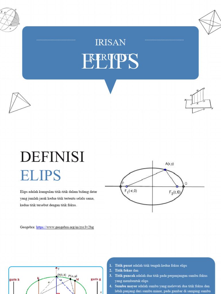 Definisi, Unsur, Dan Persamaan Elips Pusat (0,0) | PDF