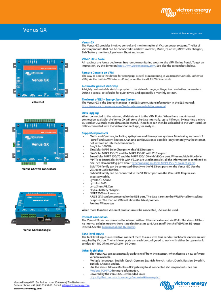 Datasheet Venus GX EN | PDF | Usb | Wi Fi