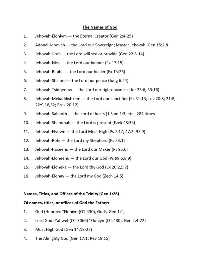 The Names of God | PDF | Jesus | Book Of Genesis